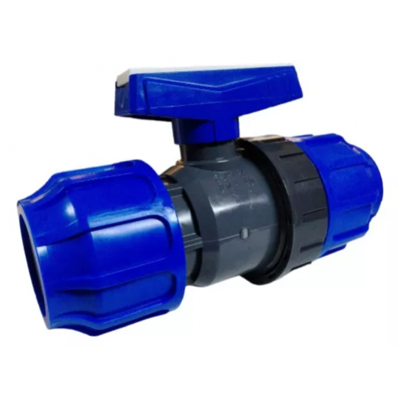 Válvula Bola Compresión 63mm Con Union Americana - HSC Sistemas Hidricos SpA